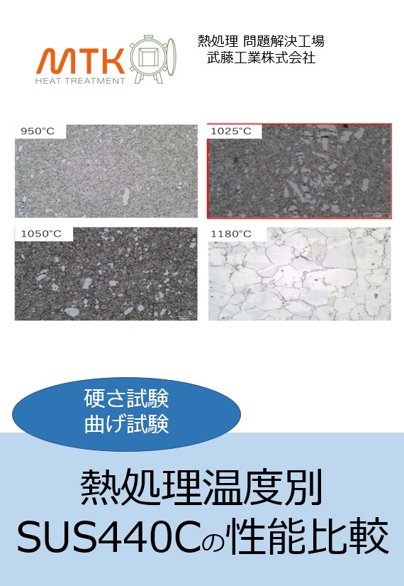 SUS440C 焼入れ温度の違いと曲げ試験の結果資料 - 金属熱処理 即日見積！武藤工業株式会社|金属熱処理 即日見積！武藤工業株式会社