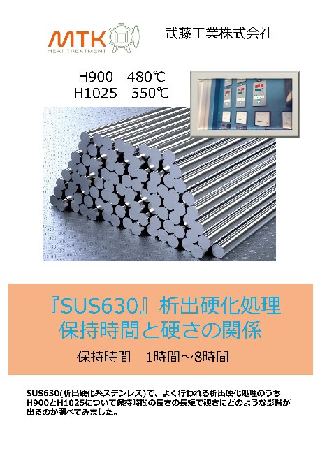 SUS630 H900・H1025 保持時間と硬さの関係(析出硬化処理) - 金属熱処理 即日見積！武藤工業株式会社|金属熱処理 即日見積 ...